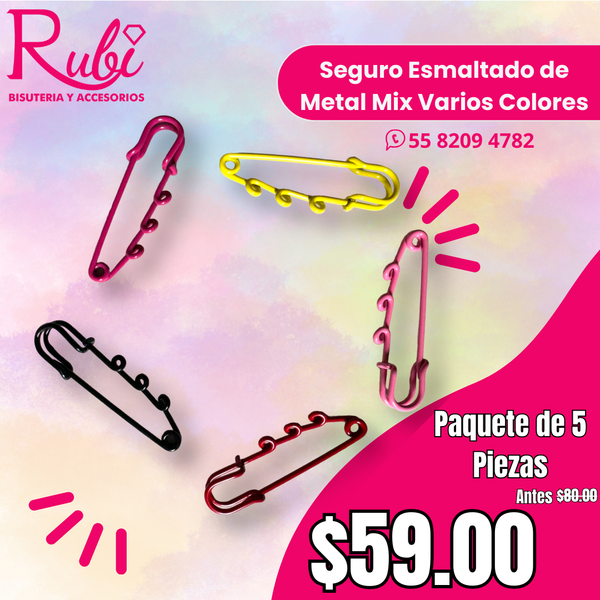 Seguro Esmaltado de Metal Mix Varios Colores – Accesorios Rubi